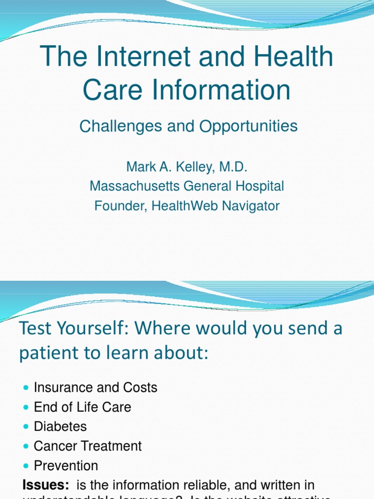The Internet and Health Care Information | PDF | Health Care | Medical ...