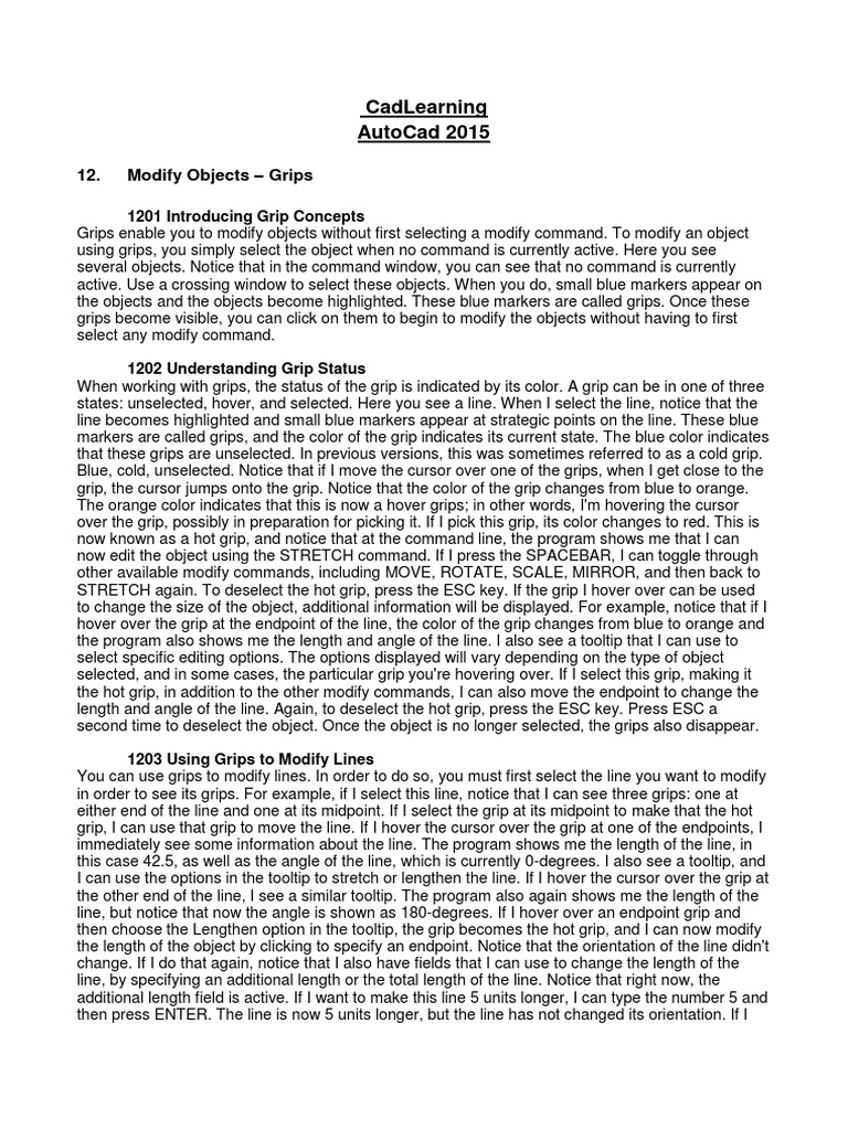 Modify Objects - Grips | PDF | Angle | Command Line Interface