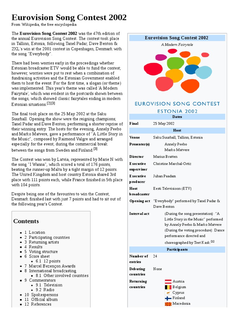 Eurovision Song Contest 2002 | PDF | Songs | European Music