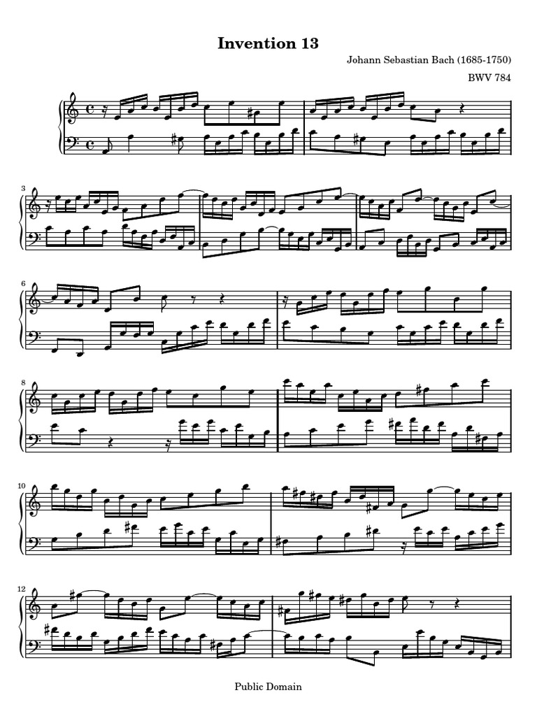 Bach Invention 13.pdf | Johann Sebastian Bach | Compositions