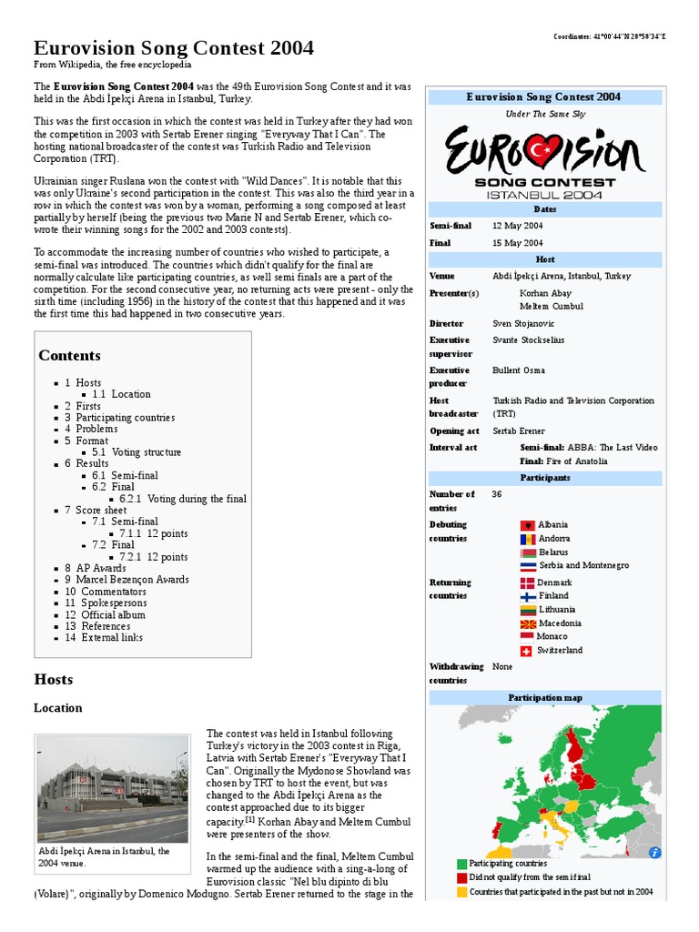 Eurovision Song Contest 2004 | PDF | European Music | Songs