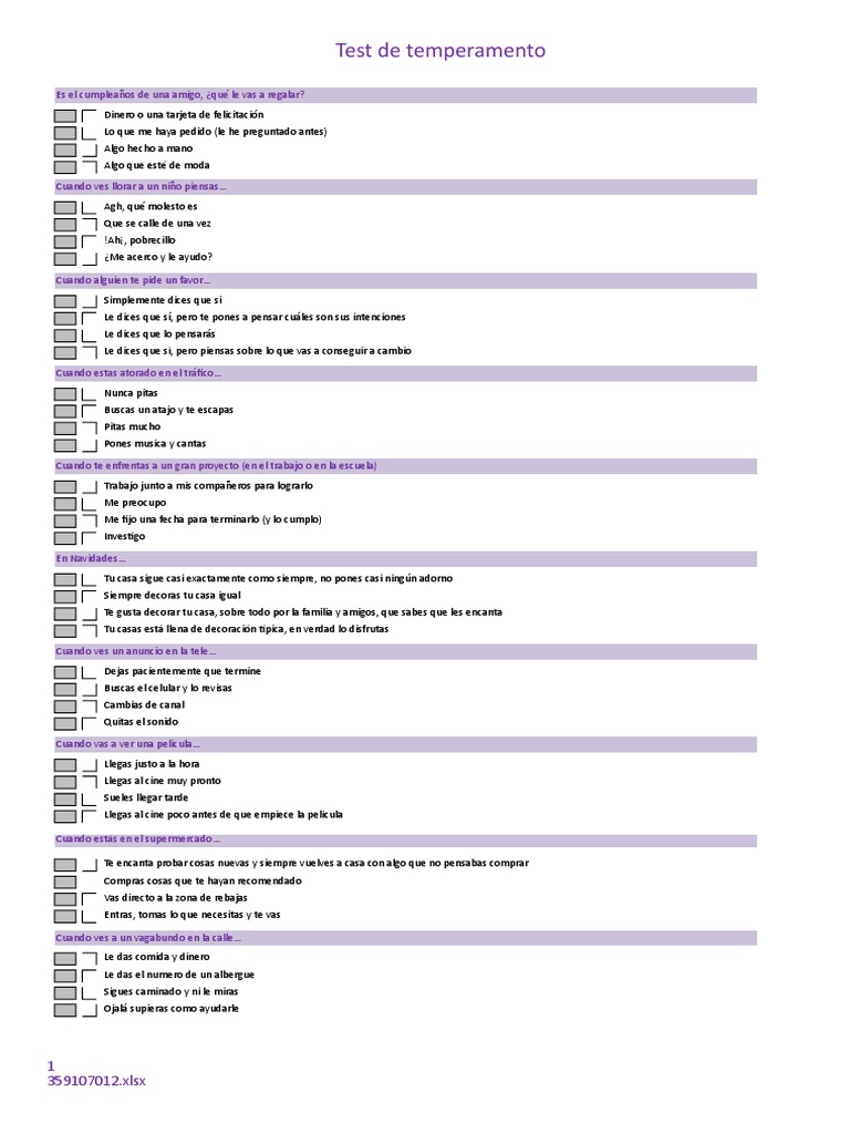 Test de Personalidad de Los 4 Colores | PDF