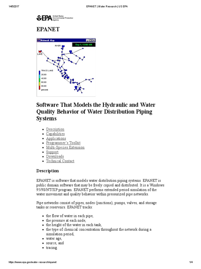 EPANET - Water Research - US EPA - Web | PDF | Library (Computing) | Simulation