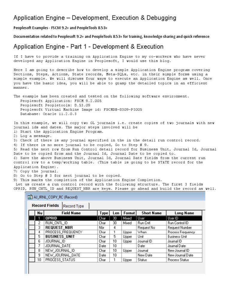 Application Engine - Development, Execution & Debugging | PDF ...