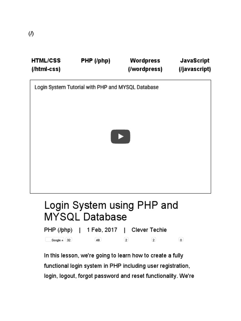 Making Login Menu With PHP and mySQL | PDF | Password | Email