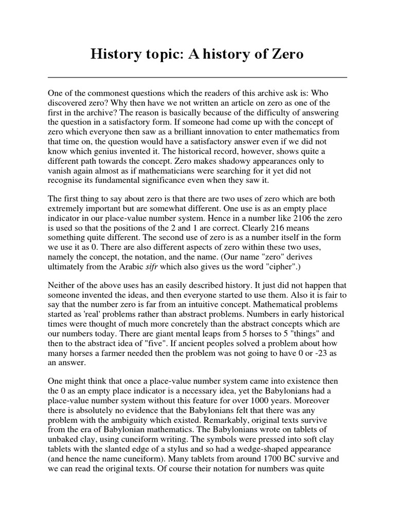 History of Zero | Download Free PDF | Numbers | Fraction (Mathematics)