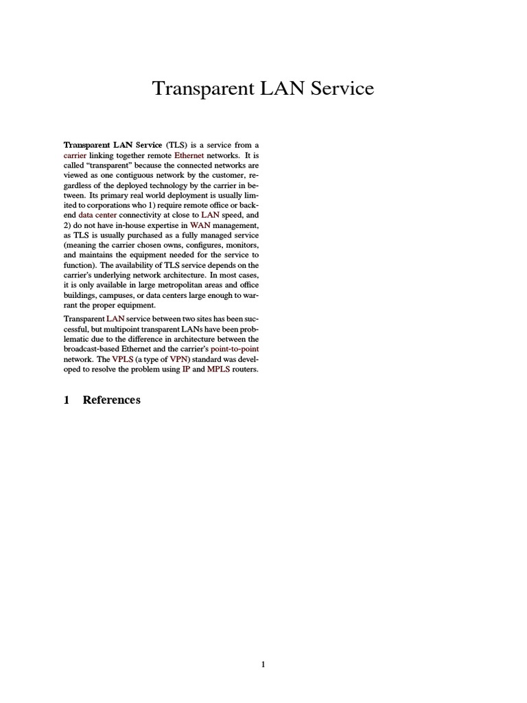 Transparent LAN Service (TLS) | PDF | Internet Protocols | Networking ...