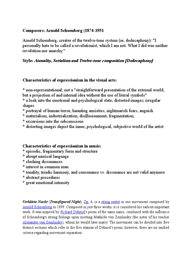 Arnold Schoenberg | PDF | Classical Music | Music Theory