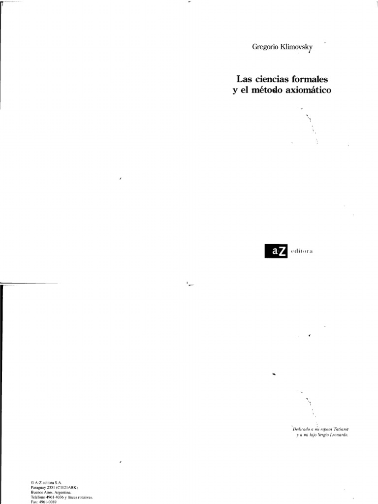 7174-Klimovsky, Gregorio - Las Ciencias Formales y El Método Axiomático PDF | PDF