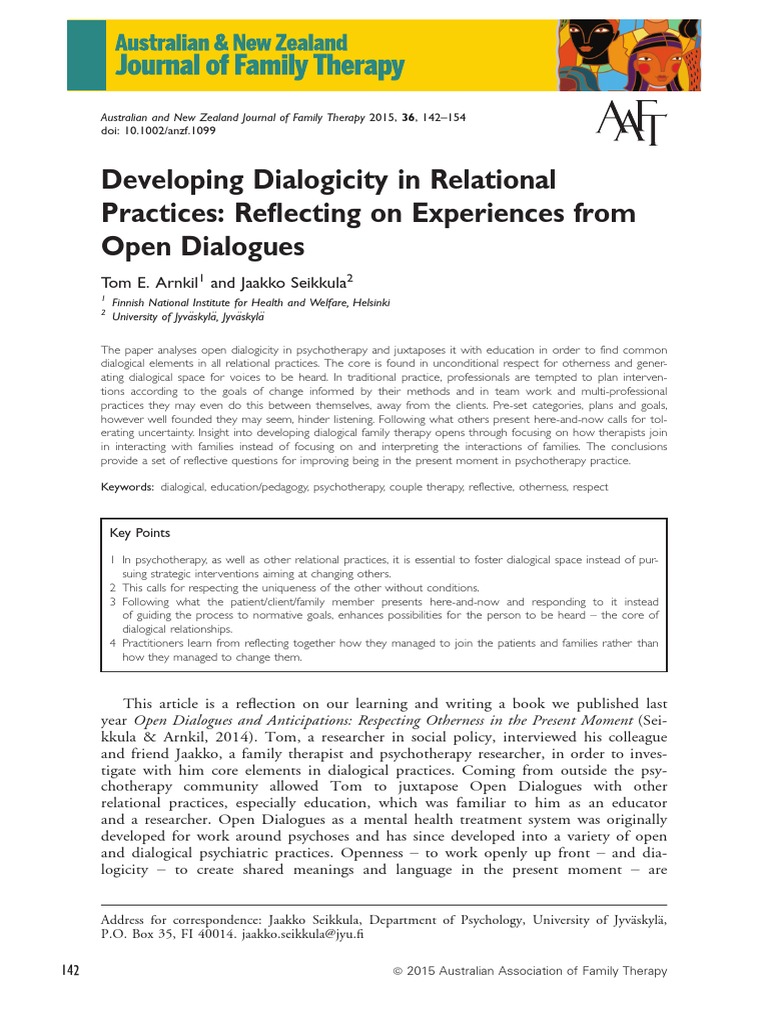 Developing Dialogicity in Relational PDF | PDF | Dialogue | Family Therapy
