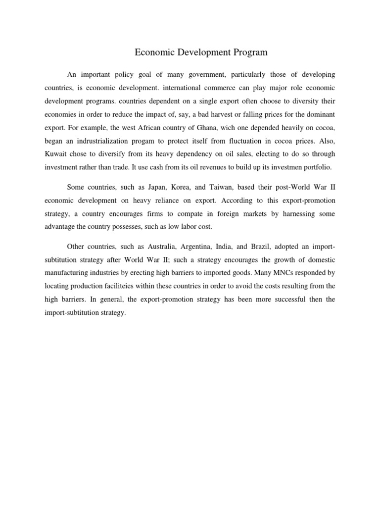 Economic Development Program Strategies | PDF | Exports | Economic ...