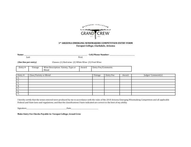 AEWC Competition Entry Form | PDF