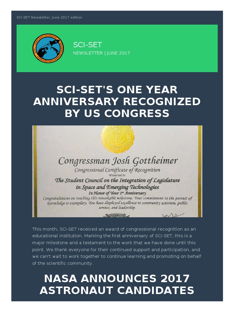 First Sci-Set Newsletter | PDF | Atoms | Matter