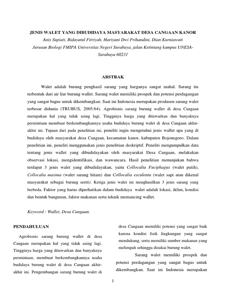 Artikel Jenis Walet | PDF
