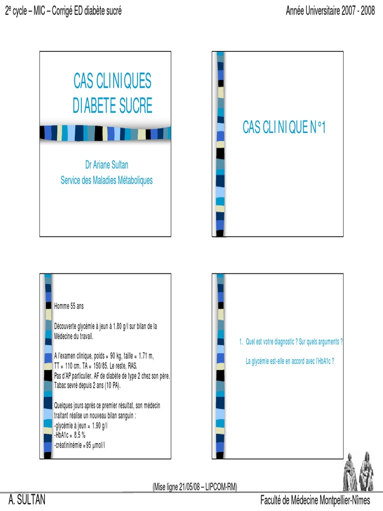 233 Corrige ED Diabete Sucre Cc1-3 | PDF | Diabète de type 2 | Lipoprotéine de basse densité