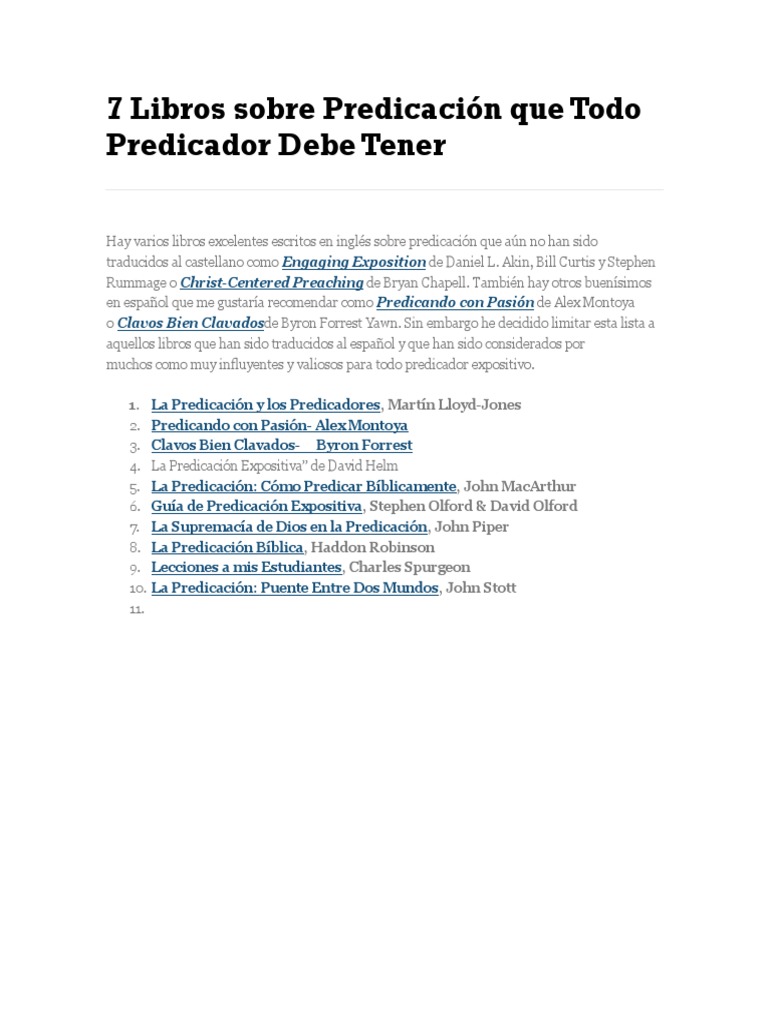 Libros Esenciales para Predicadores | PDF | Biblia | Dios