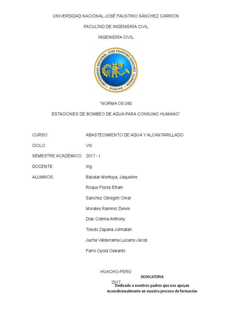 Norma Os 040 | PDF | Bomba | Ingeniero civil