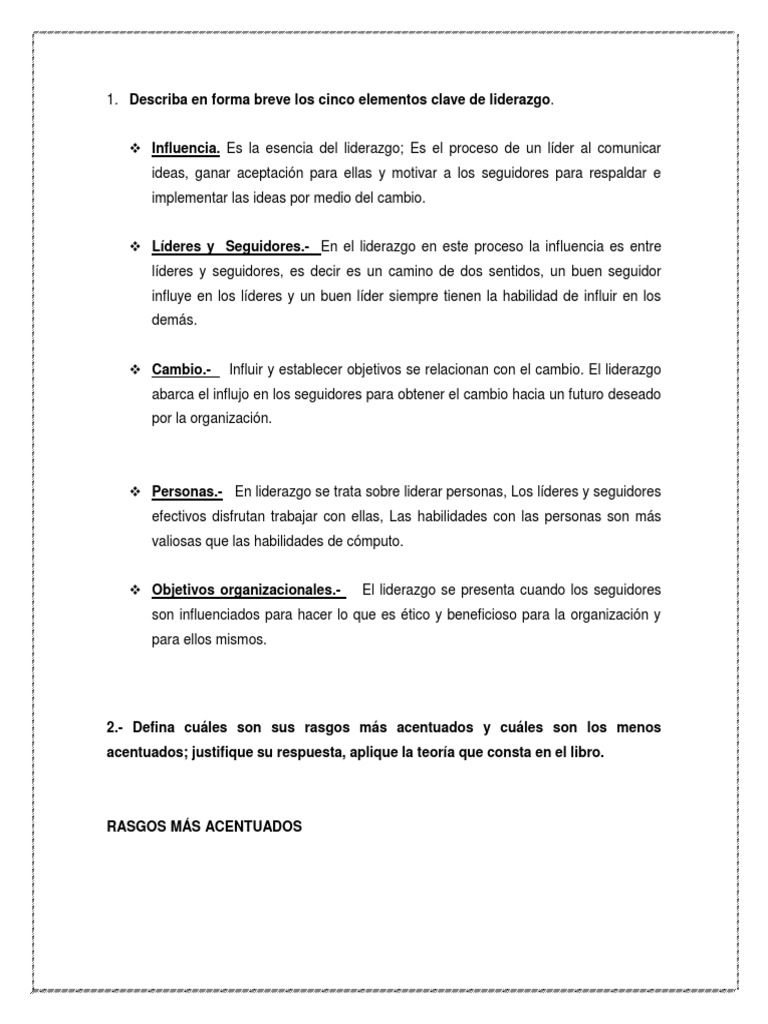 Elementos Clave del Liderazgo Efectivo | PDF | Liderazgo | Comportamiento