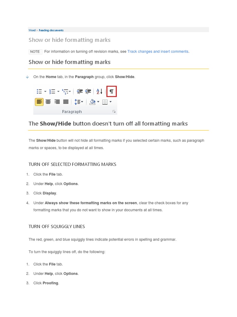 Show or Hide Formatting Marks | PDF | Career & Growth