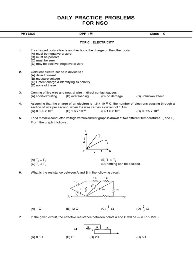 DAILY PRACTICE PROBLE FOR NSO For Class X PDF | PDF | Refraction | Lens ...