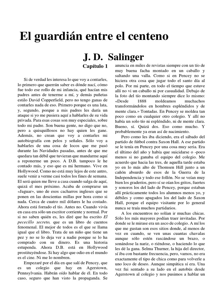 El Guardián Entre El Centeno | PDF | Verdad