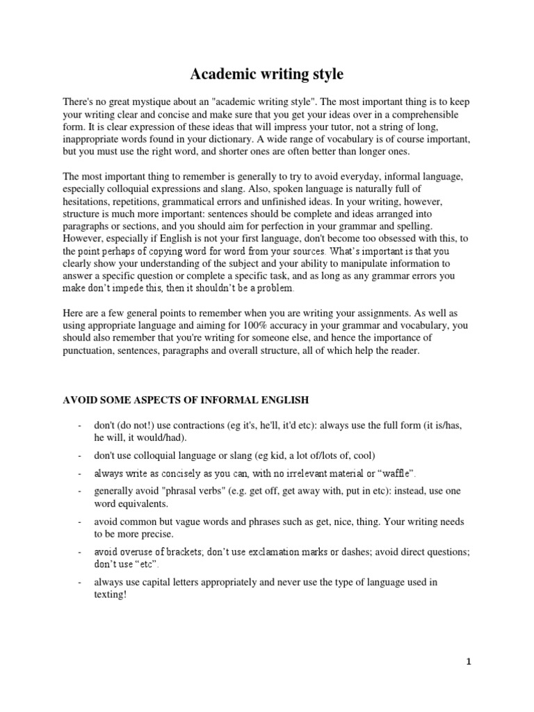 Academic Writing Style | PDF | Phrase | Verb