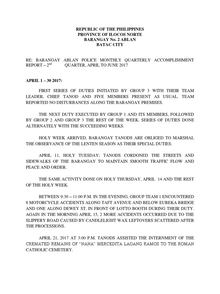 Republic of The Philippines Province of Ilocos Norte Barangay No. 2 ...