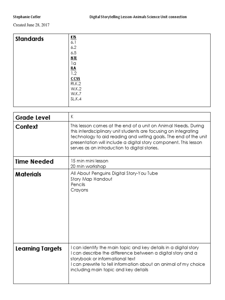 Digital Storytelling Lesson | PDF | Human Communication | Teaching