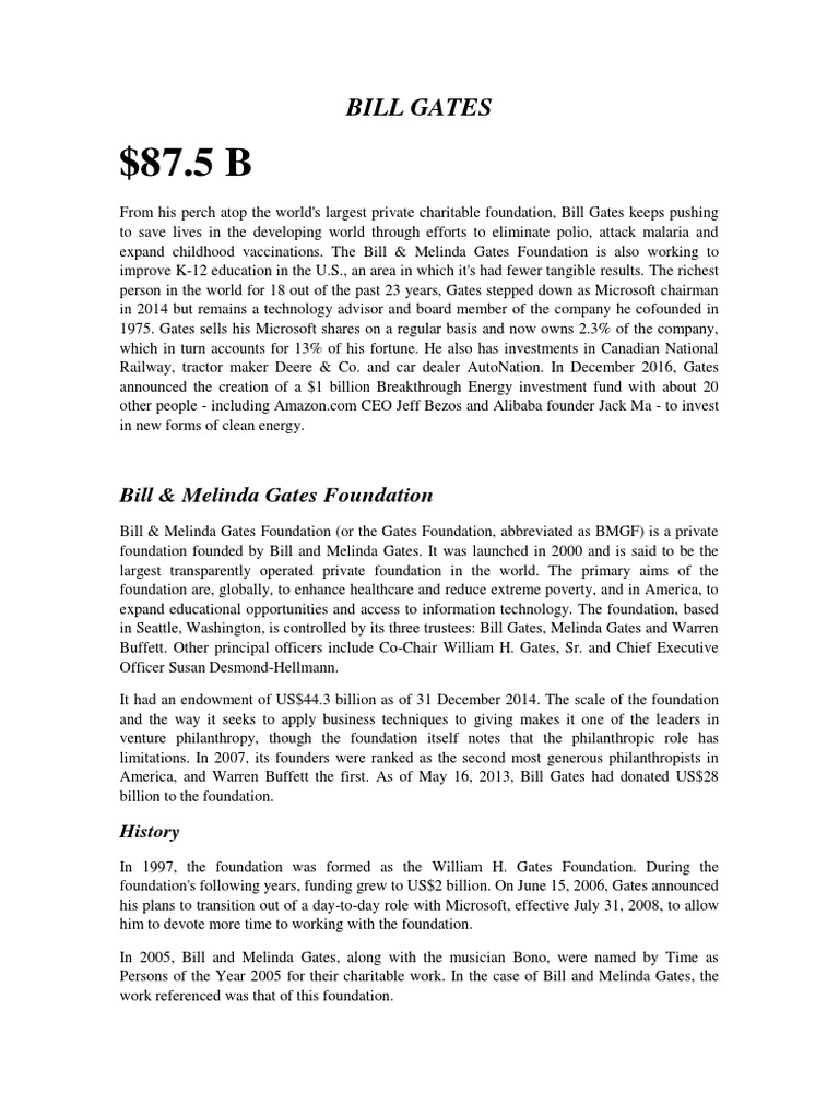 Bill Gates | PDF | Bill & Melinda Gates Foundation | Society