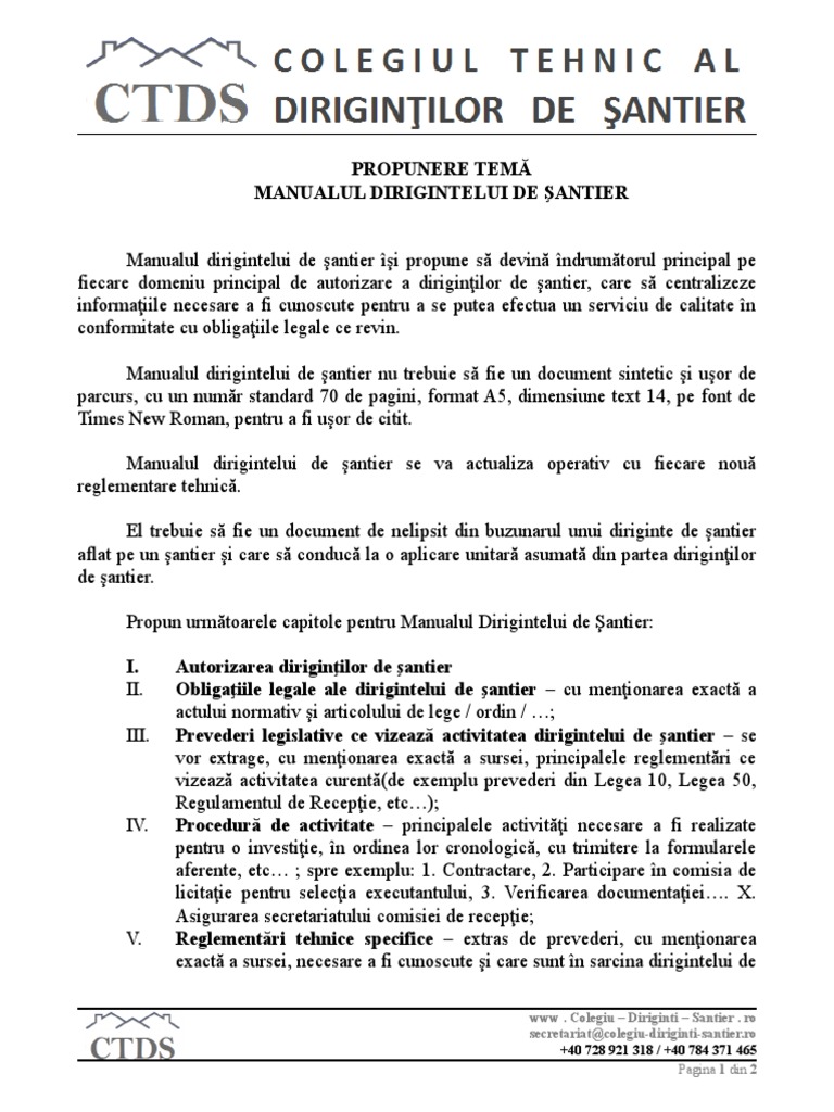 Manualul Dirigintelui de Santier | PDF