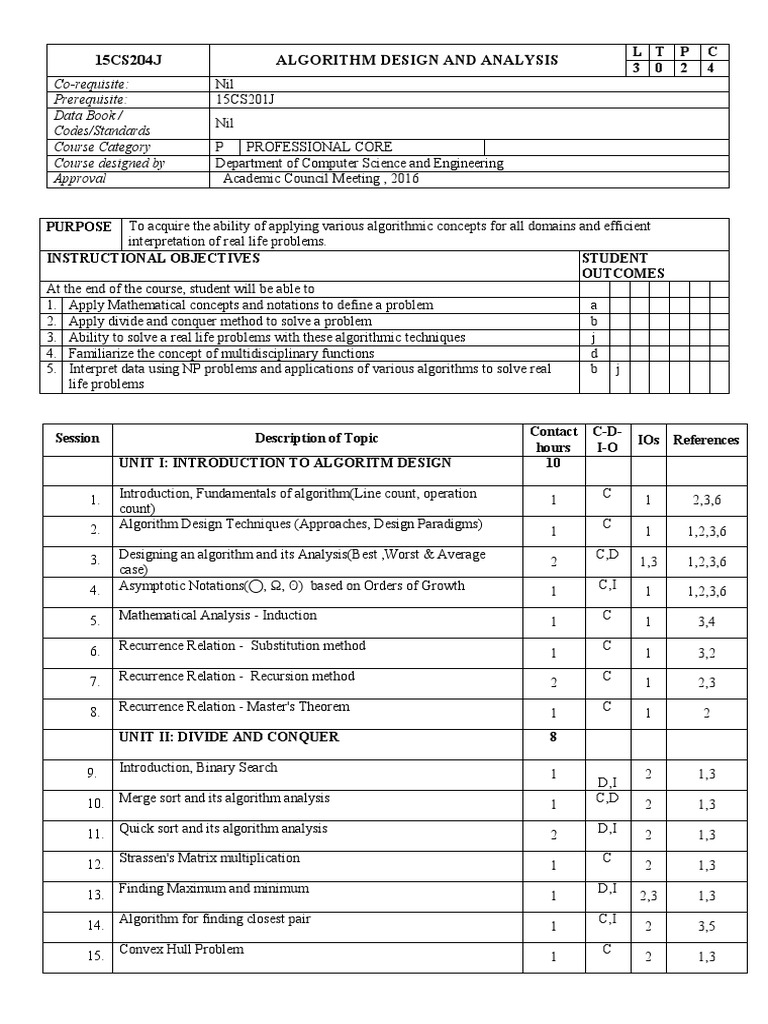 15cs204j-Algorithm Design and Analysis | PDF | Dynamic Programming | Computer Science