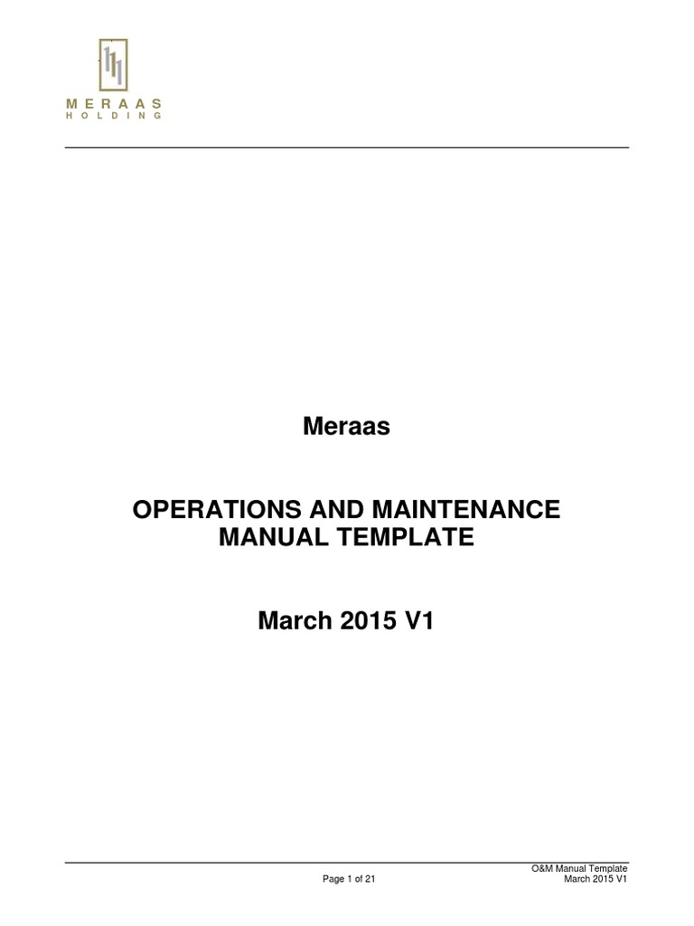 Operations and Maintenance Manual Template | PDF | Specification ...