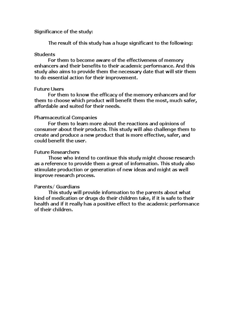Significance of The Study | PDF | Memory | Intelligence Quotient