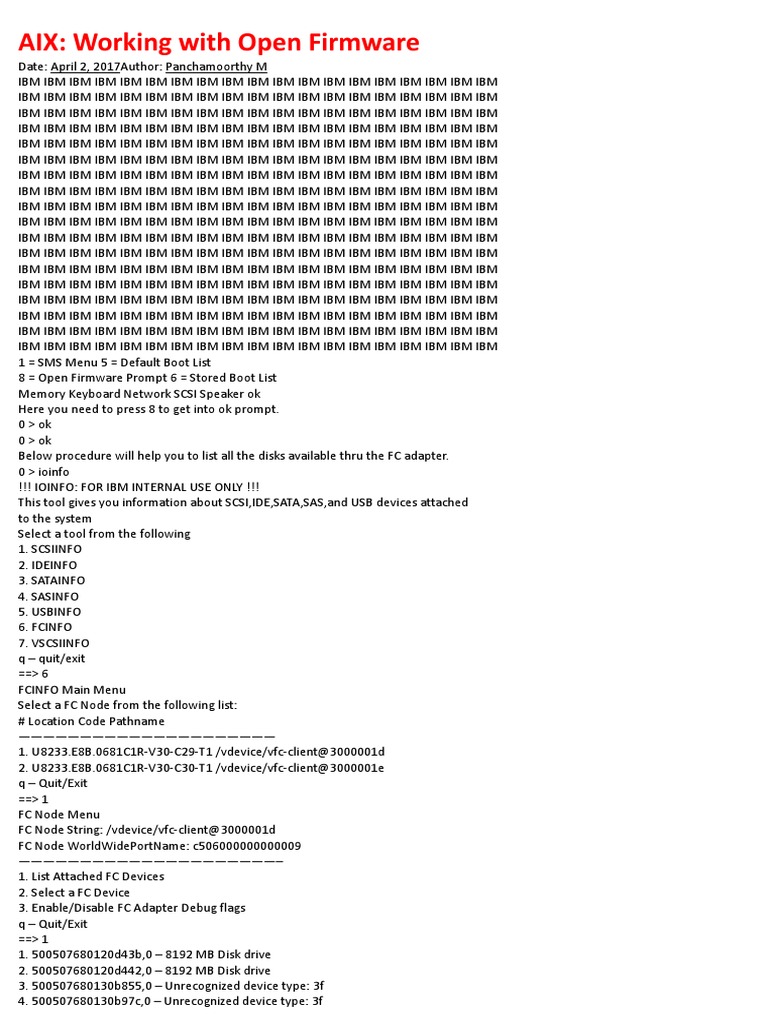 AIX Working With Open Firmware | Download Free PDF | Disk Storage | Booting