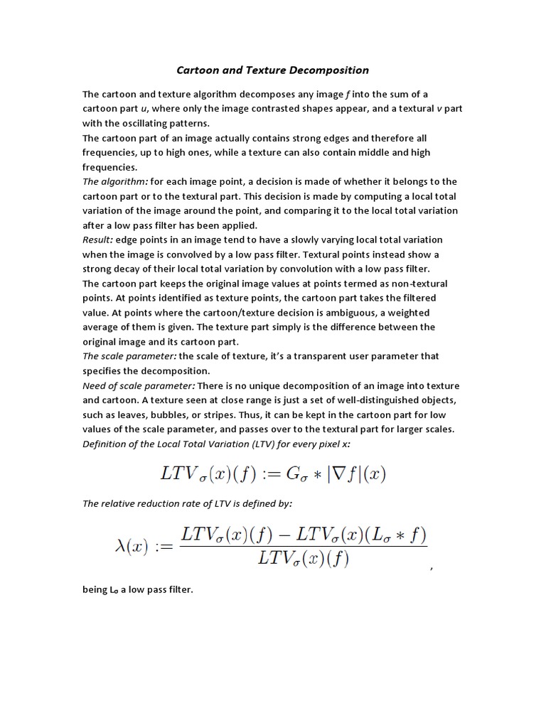 Cartoon and Texture Decomposition - Notes | PDF | Low Pass Filter ...