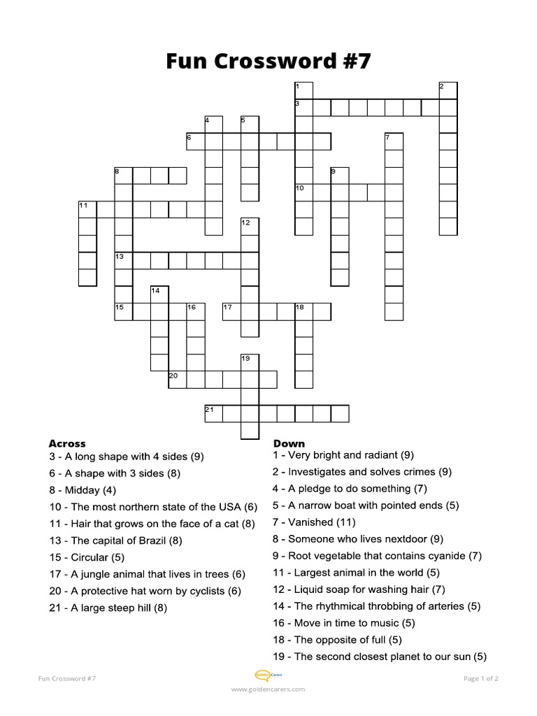 Fun Crossword #7: Across Down | PDF