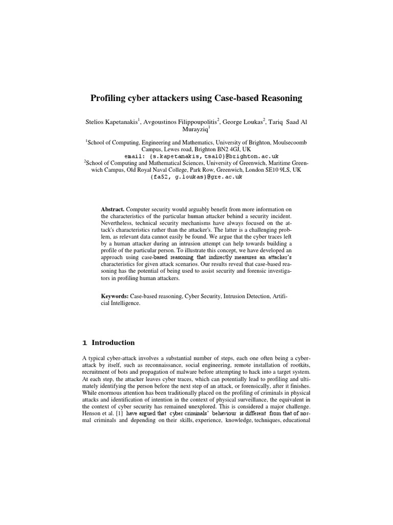 Cyber Profiling With CBR | PDF | Computer Security | Security