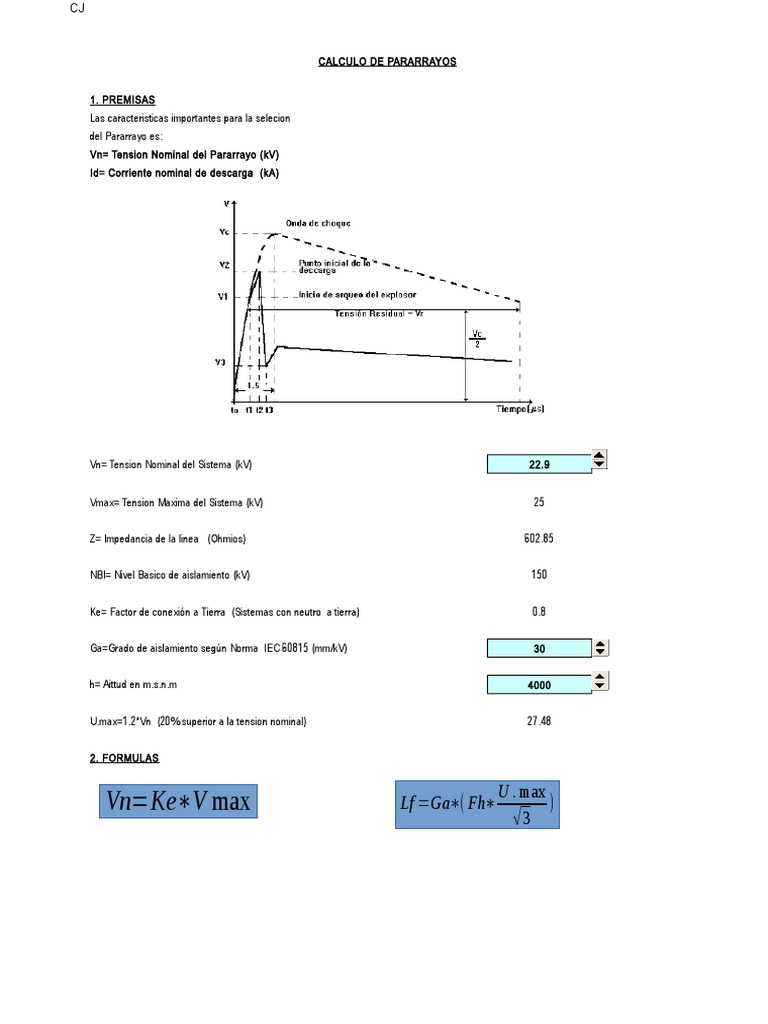 SELECCION DE PARARRAYO.xls | Distribución de energía eléctrica | Electromagnetismo