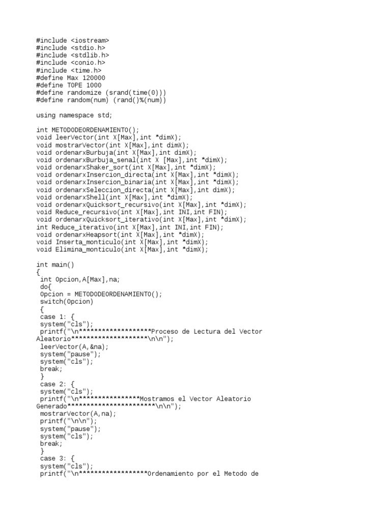 Metodos De Ordenamiento Pdf Ingeniería De Software Programación De Computadoras
