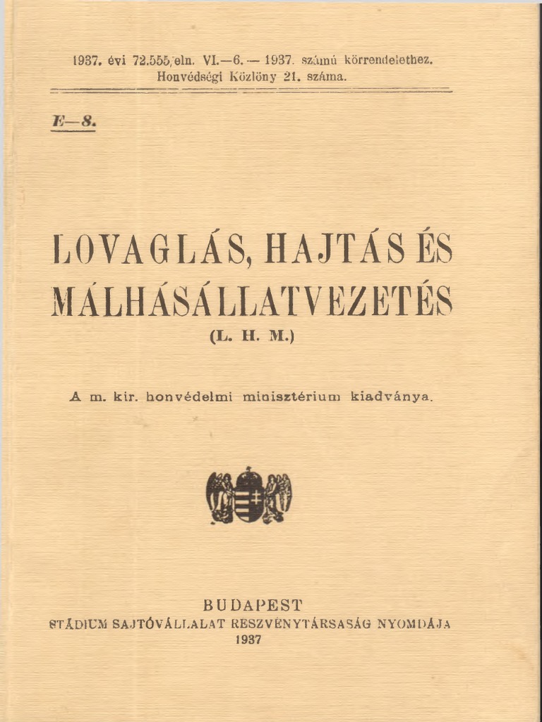 Lovaglás Hajtás Málhásállatvezetés 1937 | PDF