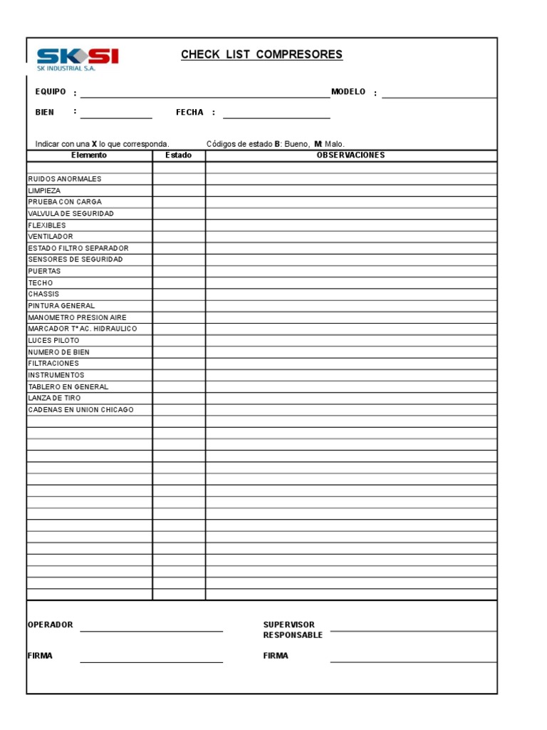 Check List Compresor | PDF
