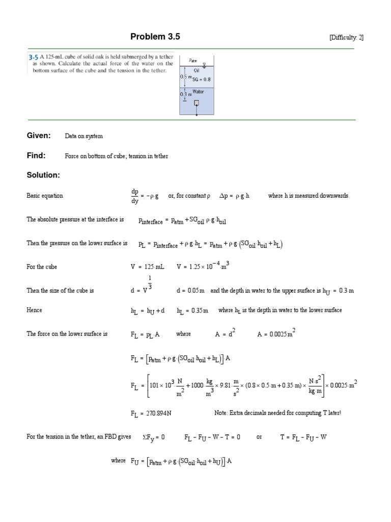 Problem 3.5: Given: Find: Solution | PDF | Applied And ...