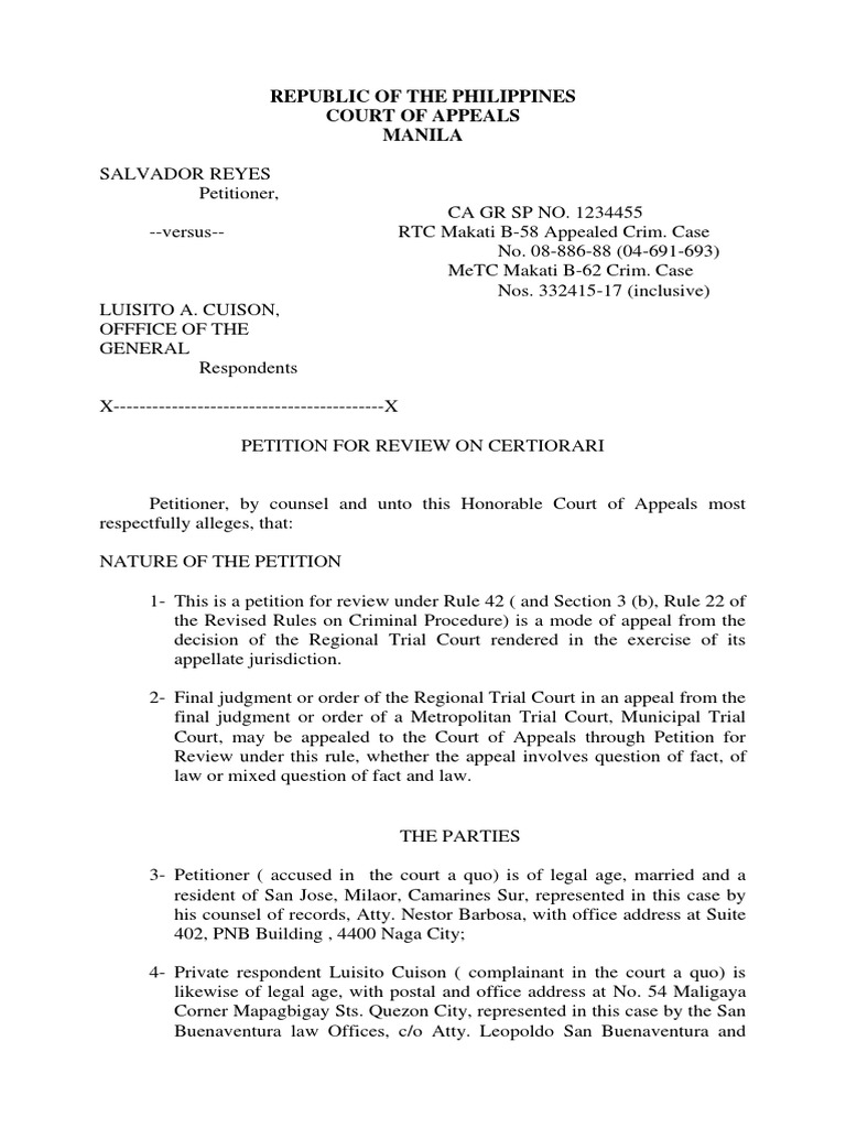 Petition for Review | Evidence (Law) | Lawsuit