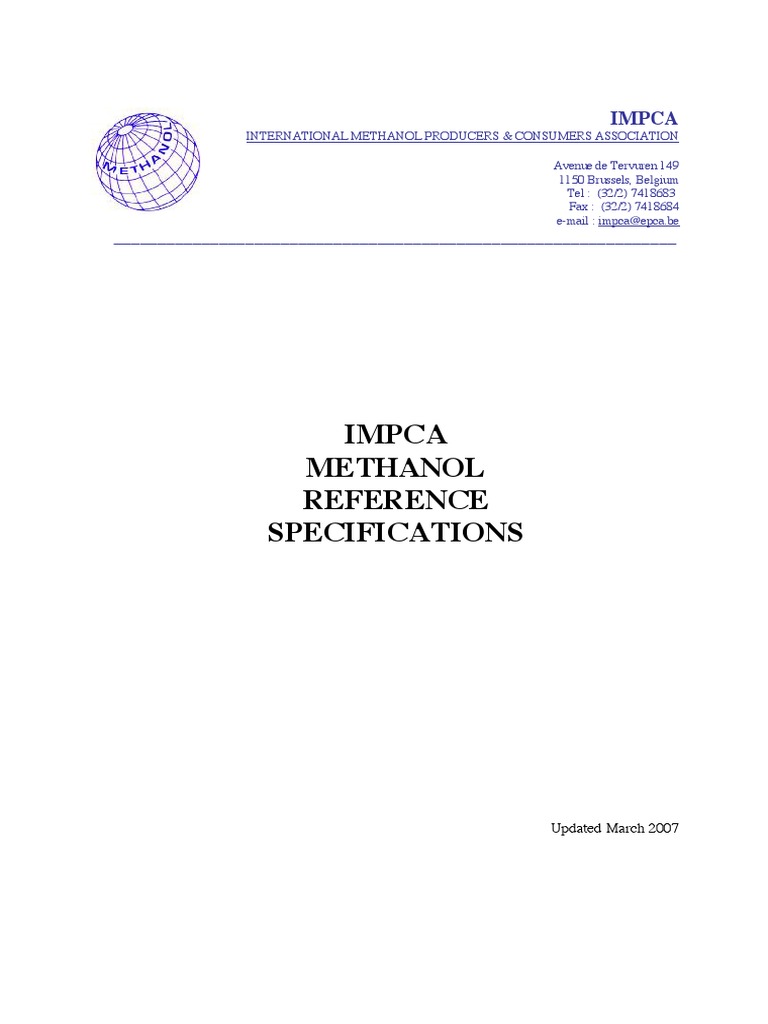 IMPCA Methanol Reference Specifications Guide | PDF | Spectrophotometry | Absorbance