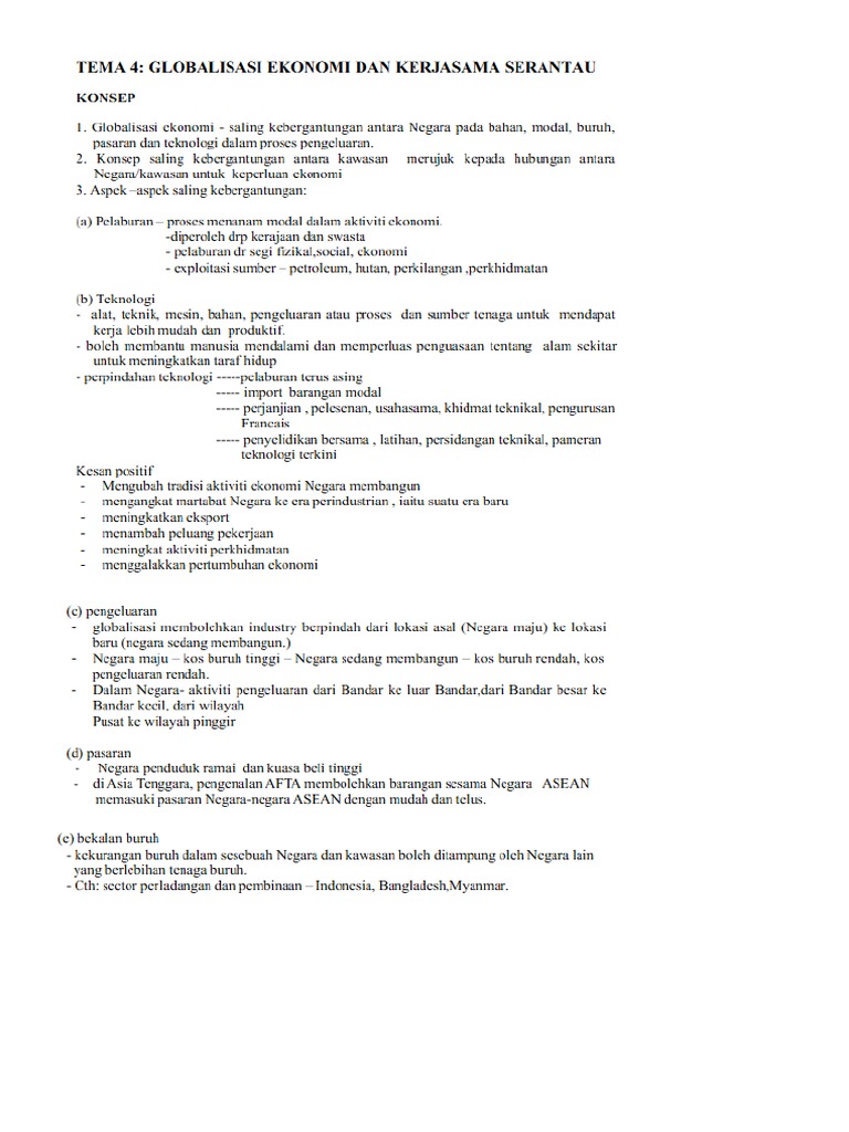NOTA Globalisasi Eko | PDF