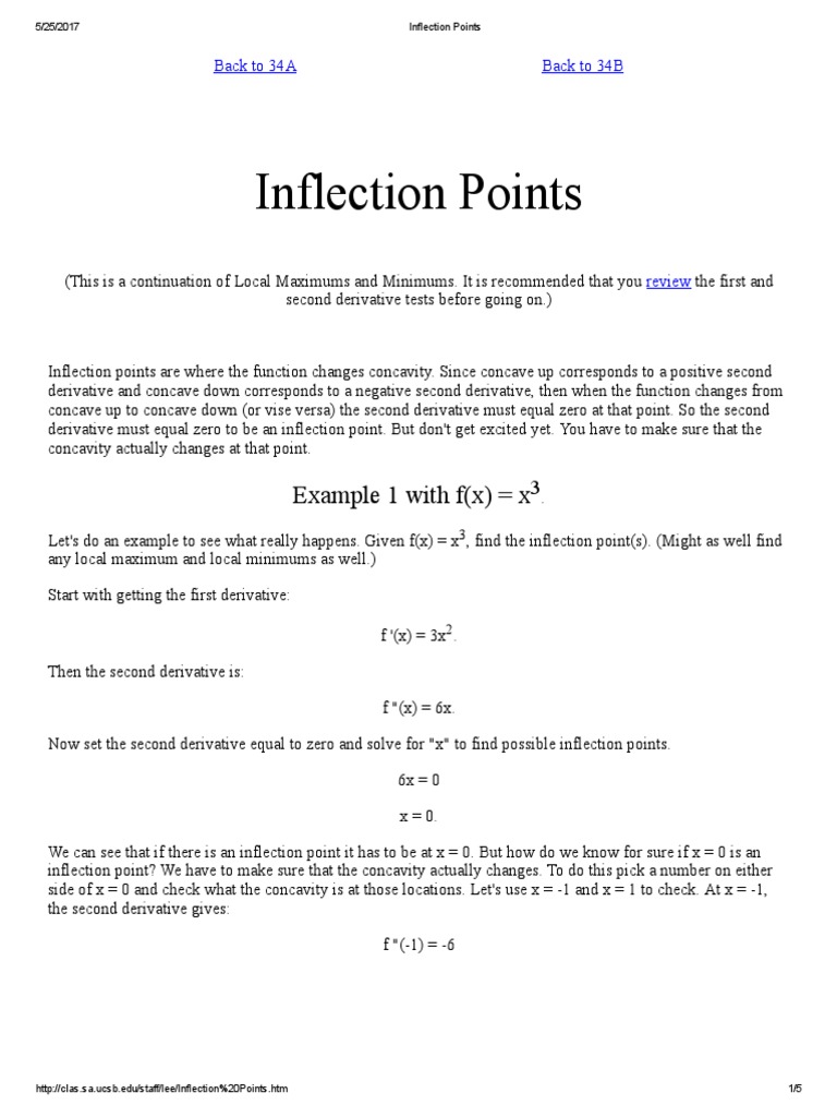 Inflection Points | PDF | Maxima And Minima | Differential Calculus