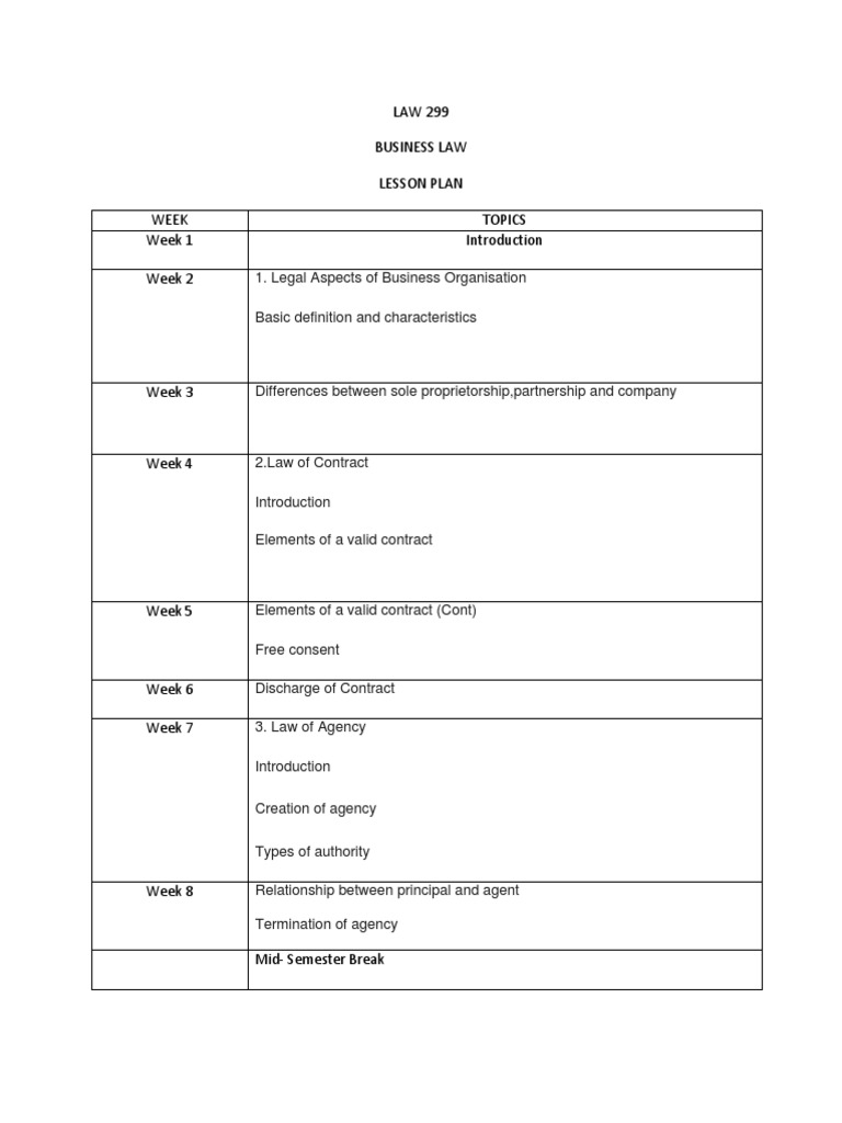Lesson Plan | PDF | Law Of Agency | Contractual Term