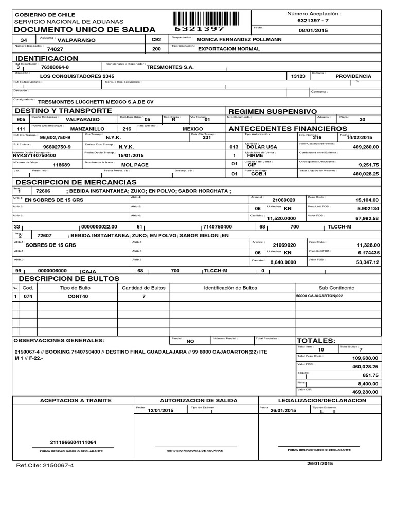 Documento Único de Salida (DUS) | PDF