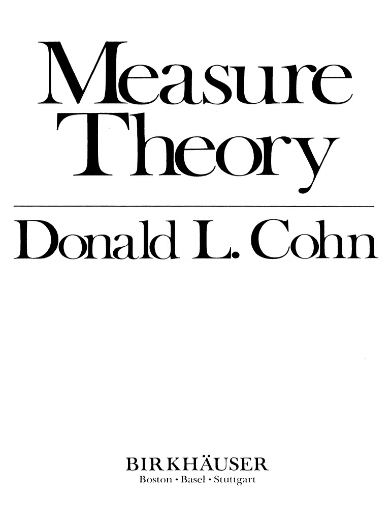 Measure Theory Donald L. Cohn | PDF