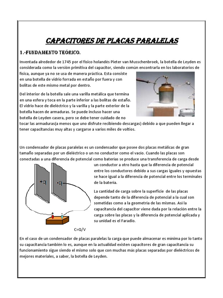 Capacitores de Placas Paralelas | Capacitancia | Condensador